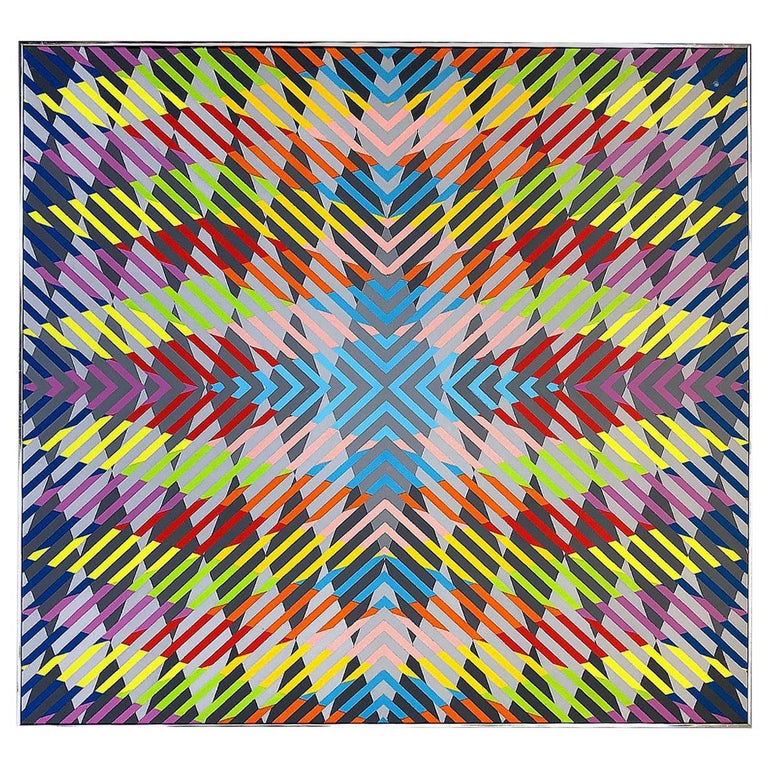 Gabe Silverman 1980s Abstract Op Art Painting on Canvas For Sale at 1stDibs