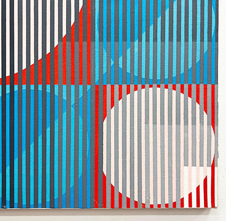 Gabe Silverman 1980s Geometric Abstract Op Art Painting For Sale at 1stDibs