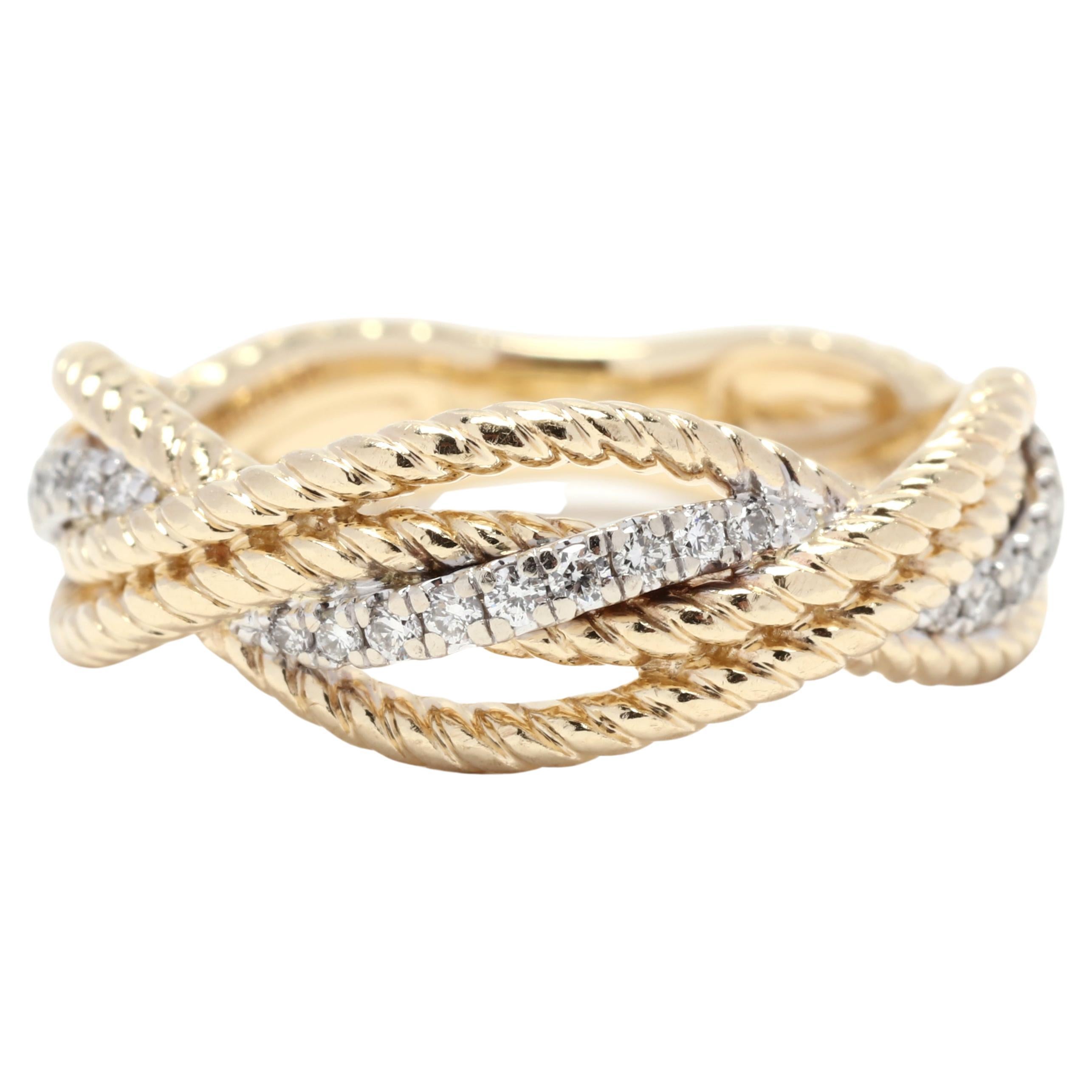 Gabrial and Co .20ctw Diamond Criss Cross Wide Band Ring, 14K Yellow ...