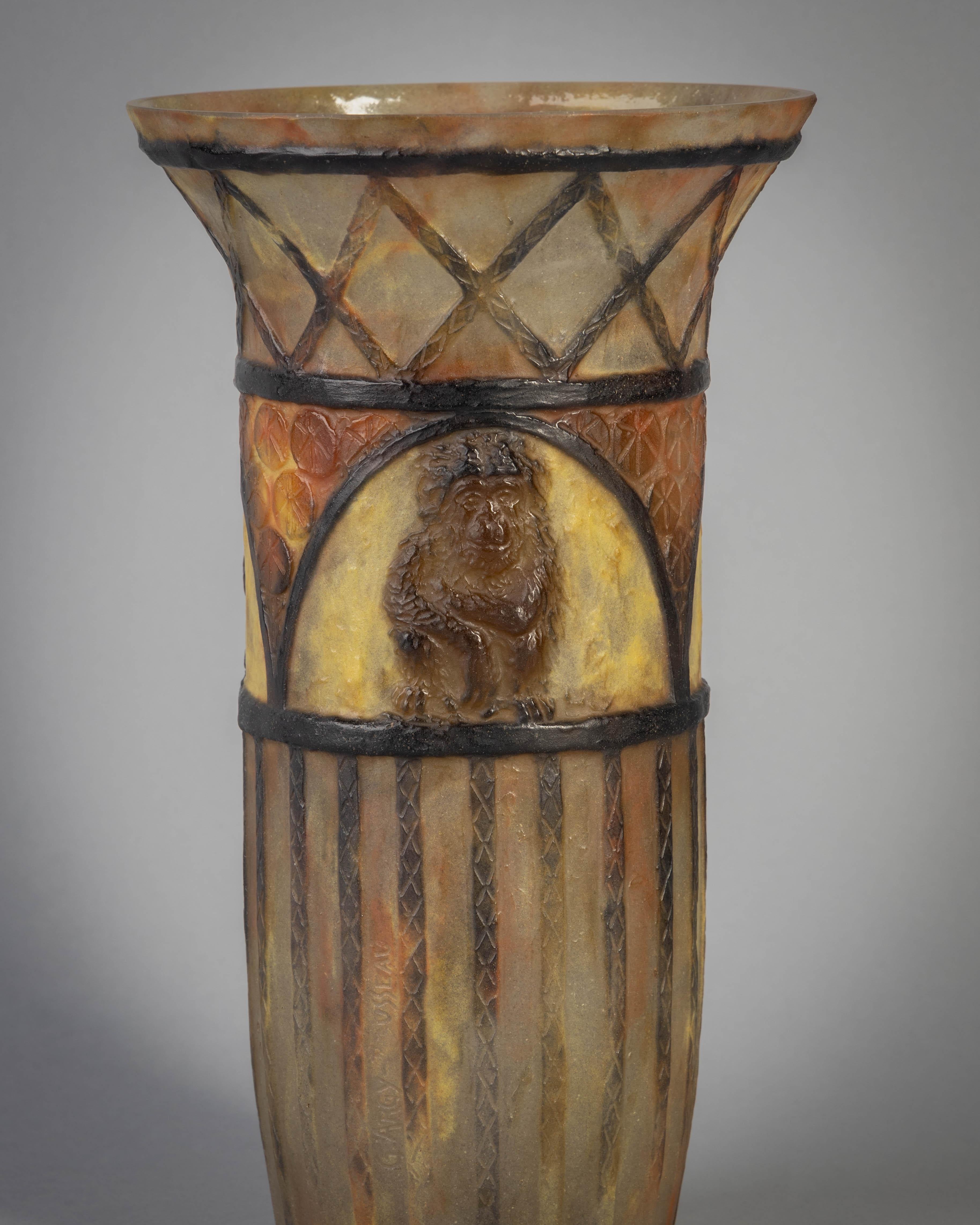 Gabriel Argy Rousseau Pate-De-Verre "Singes" Vase, circa 1920 For Sale ...