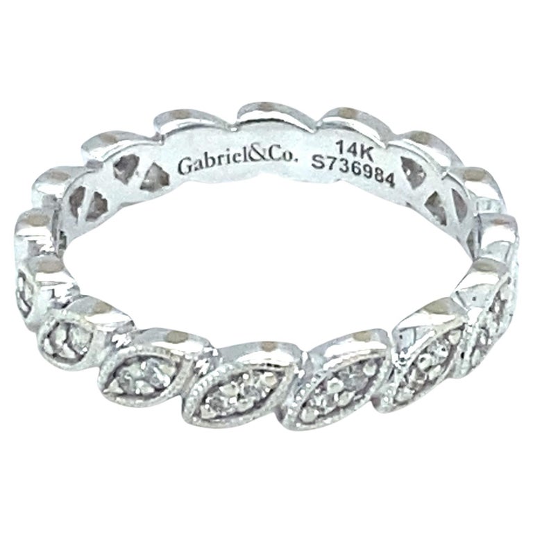 Gabriel and Co. Diamond Eternity Band in 14 Karat White Gold For Sale ...