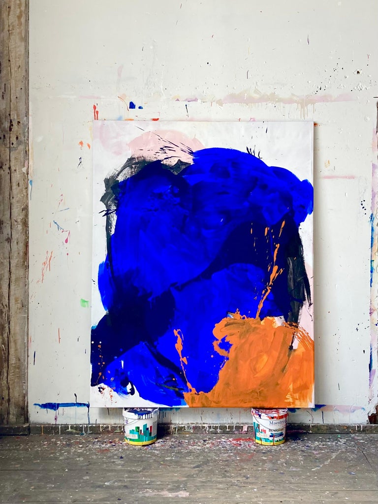 Gabriela Meunie - Abstract Painting Orange Blue by Spanish Artist ...