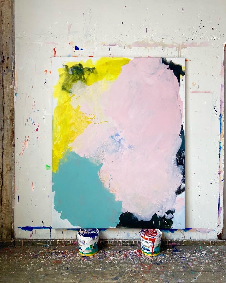 Gabriela Meunie - Abstract Painting Yellow Pink by Spanish Artist ...