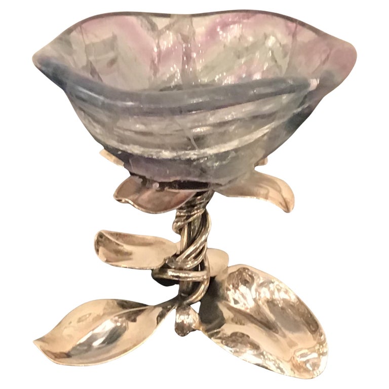 Gabriele De Vecchi Flower Silver 925 Glass 1965 Italy For Sale at 1stDibs