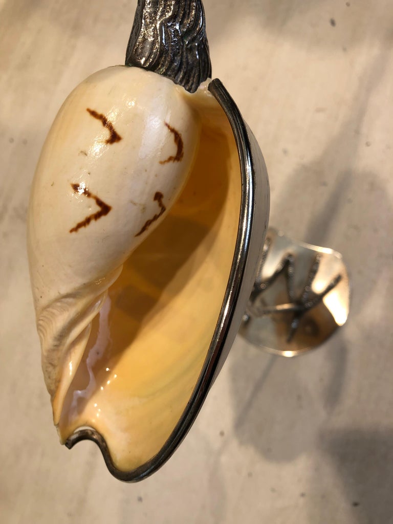 Gabriella Binazzi 1970s Silver Plated Handcrafted Bird with Seashell ...