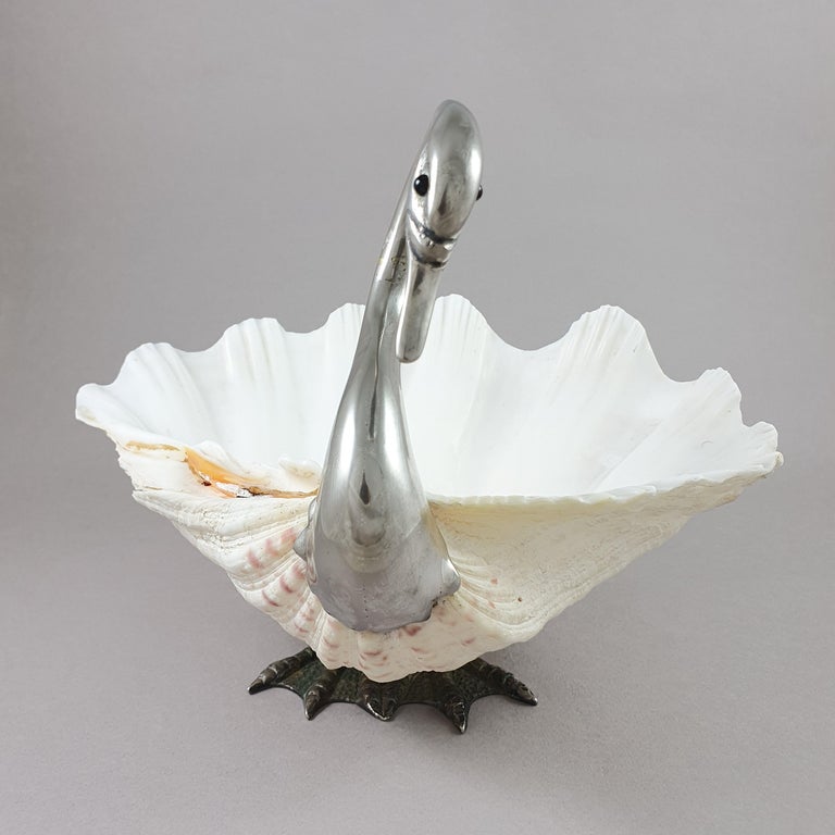 Gabriella Binazzi Swan Shell in Silver Plate and Shell at 1stDibs