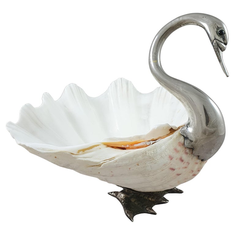 Gabriella Binazzi Swan Shell in Silver Plate and Shell at 1stDibs