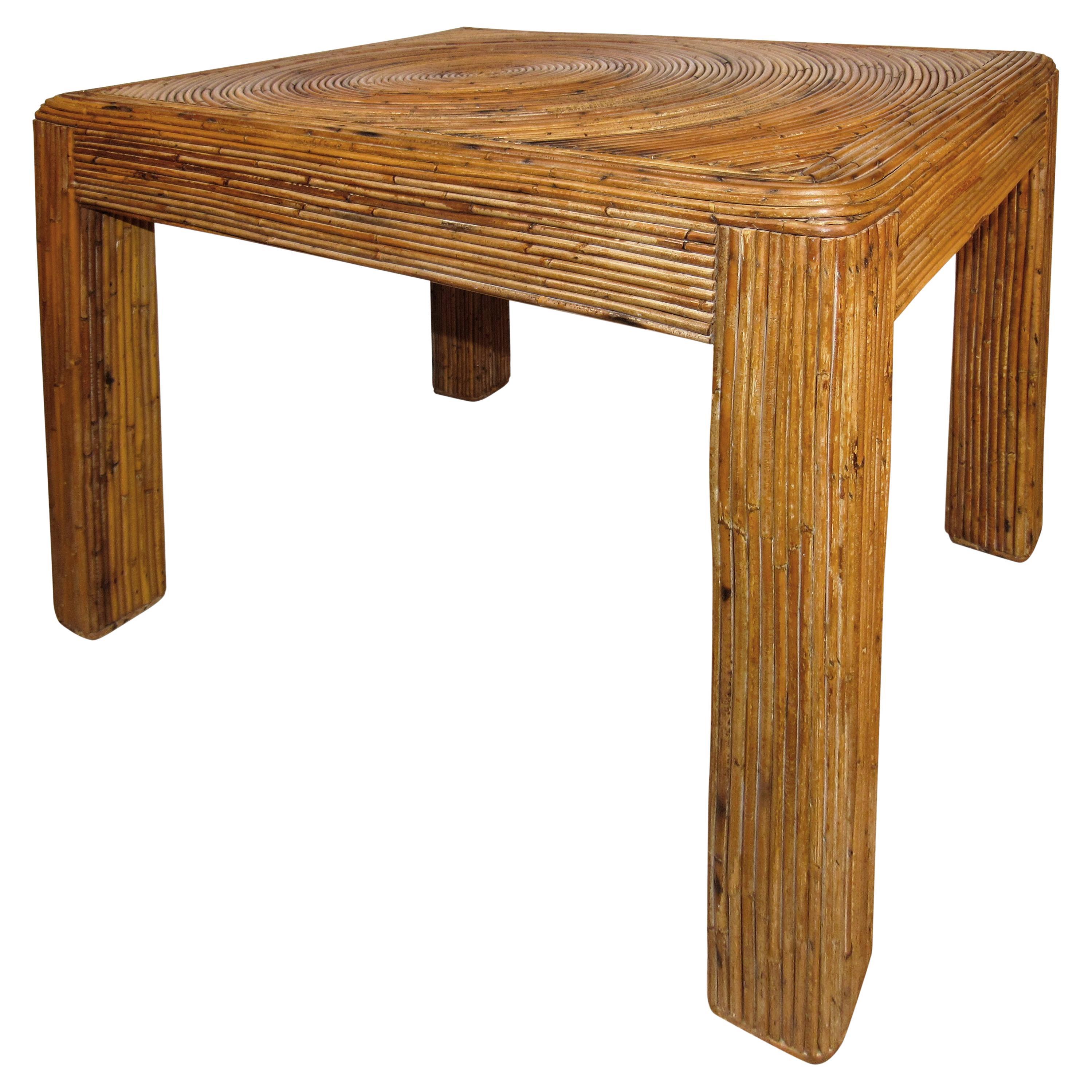 Bamboo, Rattan and Reeded Side Table, Maitland Smith attributed For ...