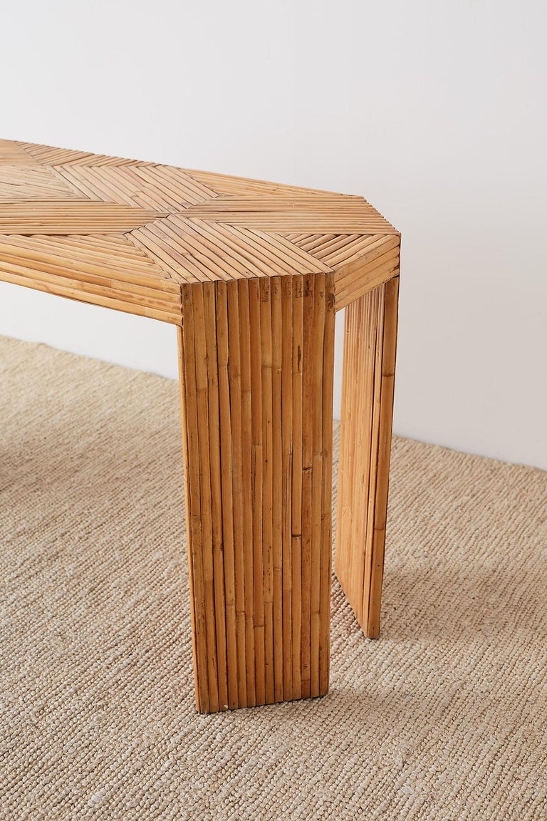 Gabriella Crespi Style Split Bamboo Console Table or Desk at 1stDibs
