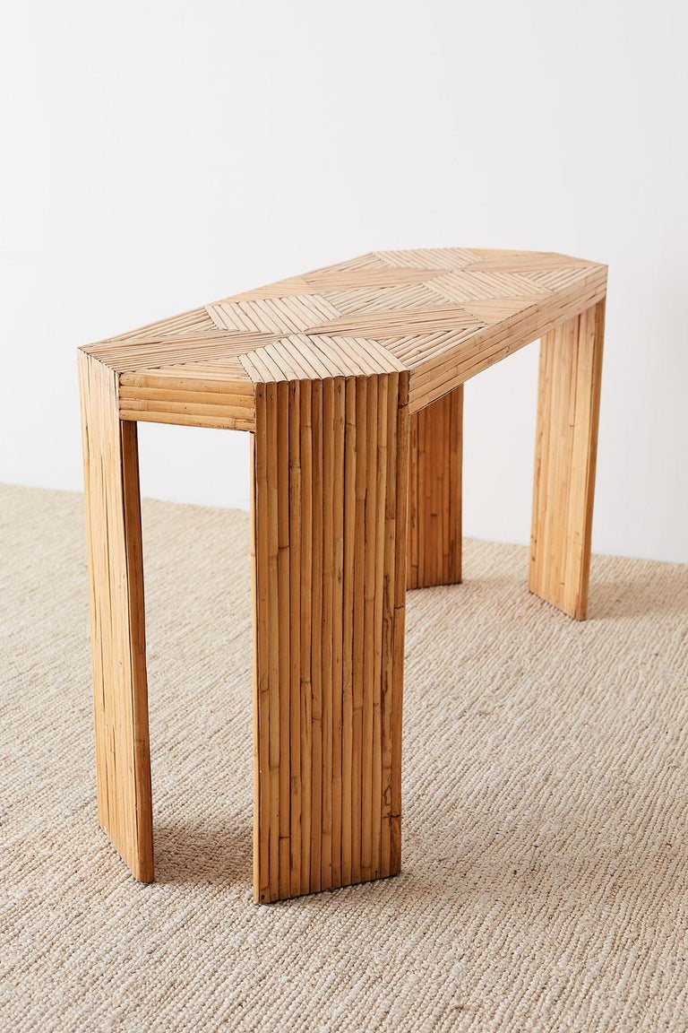 Gabriella Crespi Style Split Bamboo Console Table or Desk at 1stDibs