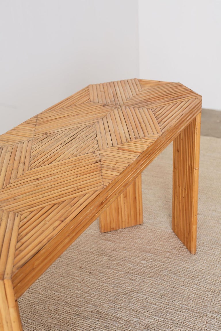Gabriella Crespi Style Split Bamboo Console Table or Desk at 1stDibs