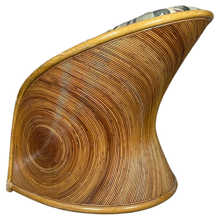 Gabriella Crespi Style Upholstered Pencil Reed Chair For Sale at 1stDibs