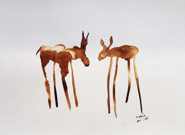 Gabrielle Pool - First Love by Gabrielle Pool Ink on Paper with Wooden ...