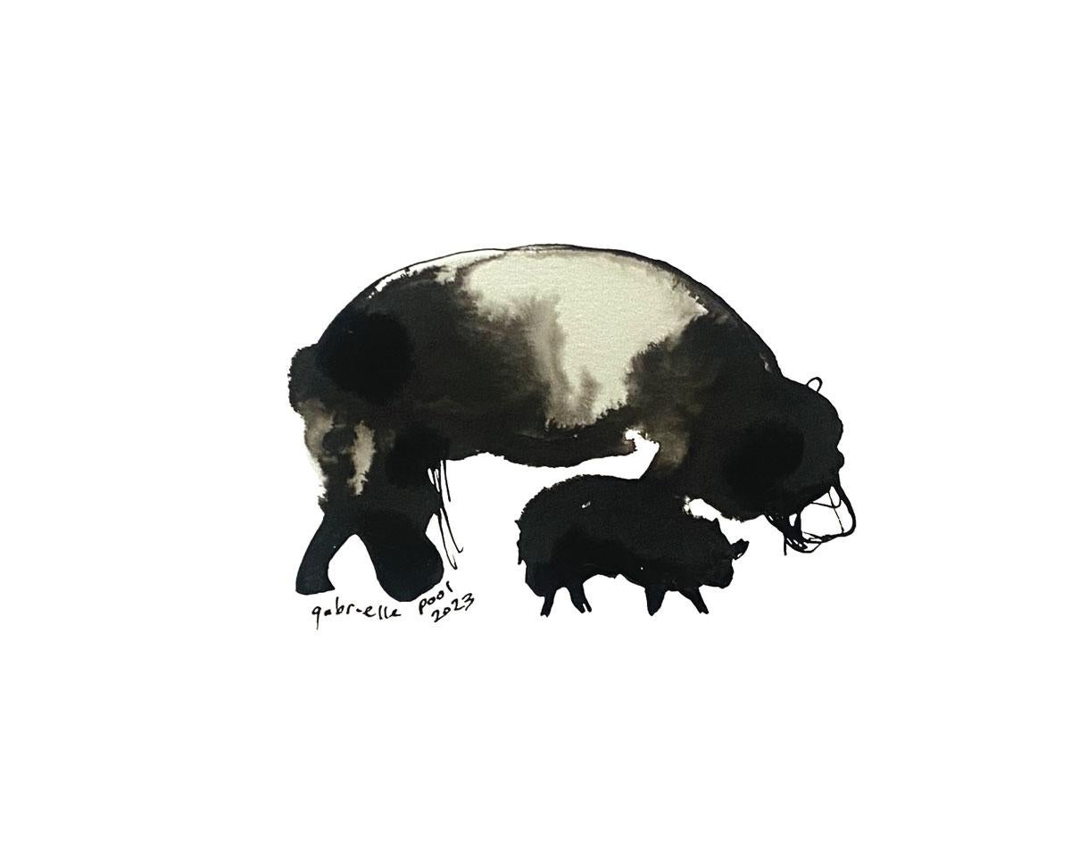 Gabrielle Pool - Mother and child by Gabrielle Pool - Whimsical ink ...