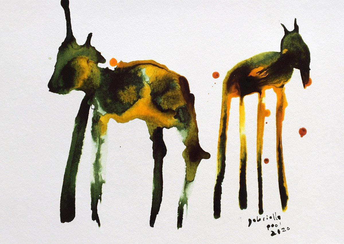 Gabrielle Pool - First Love by Gabrielle Pool Ink on Paper with Wooden ...