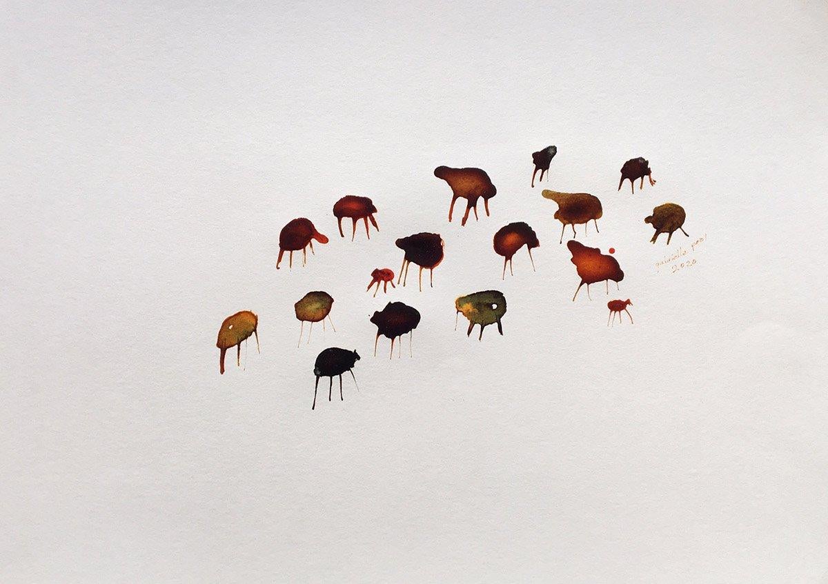 Gabrielle Pool - Moonlit Acacia by Gabrielle Pool. Ink on Paper with ...