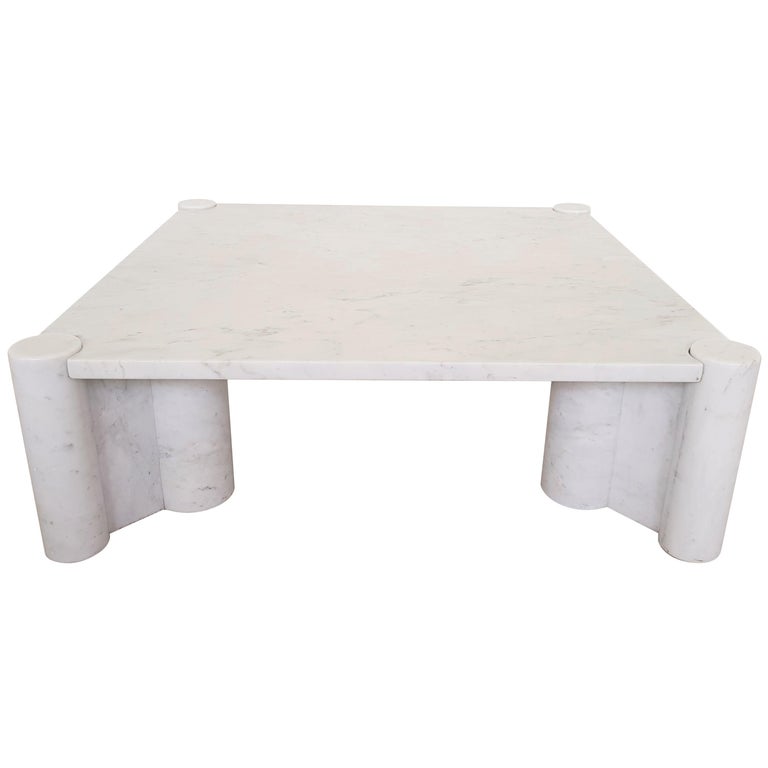 Gae Aulenti Jumbo White Marble Square Coffee Table at 1stDibs