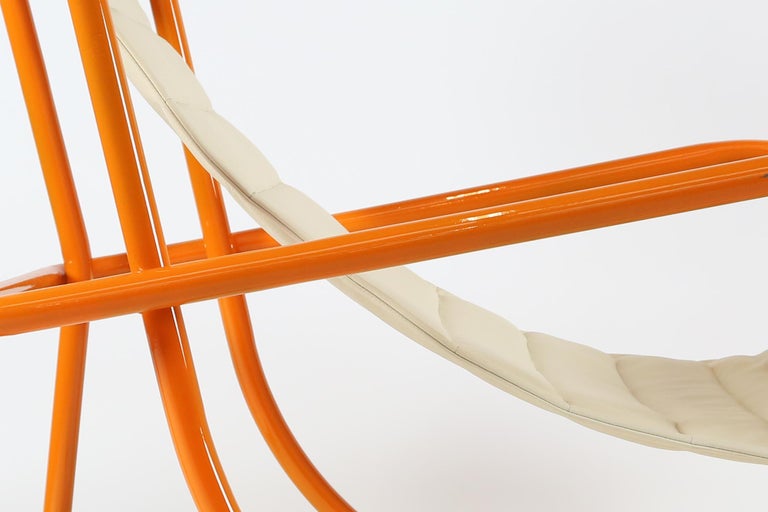 Gae Aulenti Locus Solus Lounge Chair in Orange Colored Metal and ...