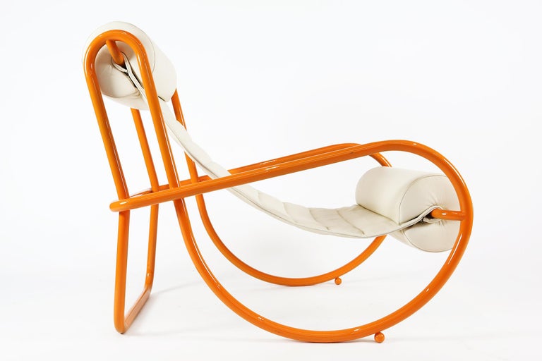 Gae Aulenti Locus Solus Lounge Chair in Orange Colored Metal and ...