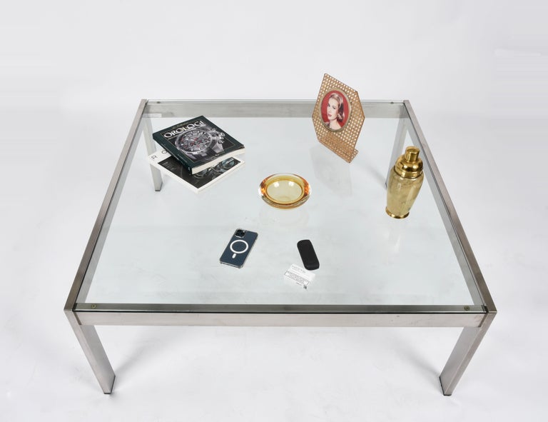 Gae Aulenti Midcentury Squared Steel "Tau" Coffee Table for La ...