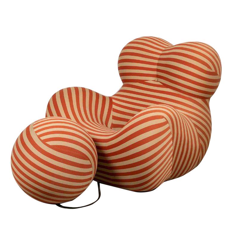 Gaetano Pesce "UP-5" Red Striped Chair and Ottoman at 1stDibs