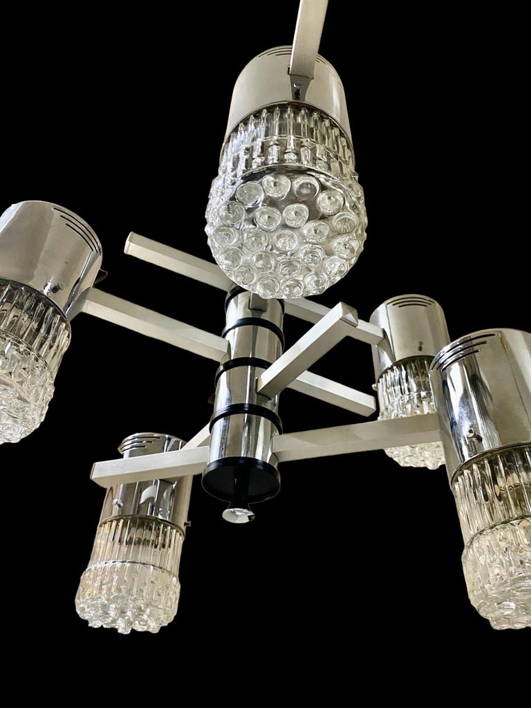 Gaetano Sciolari chandelier glass and chrome ,Italy 1970 For Sale at ...