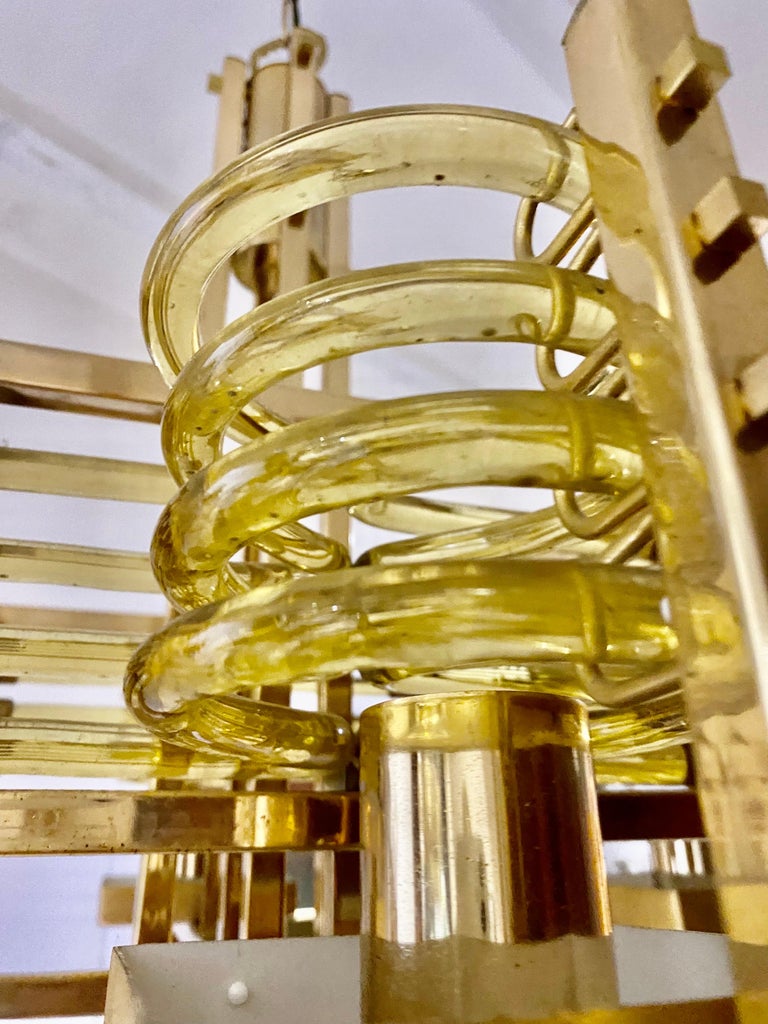 Gaetano Sciolari Chandelier Glass Murano with Gold Plated Structure ...