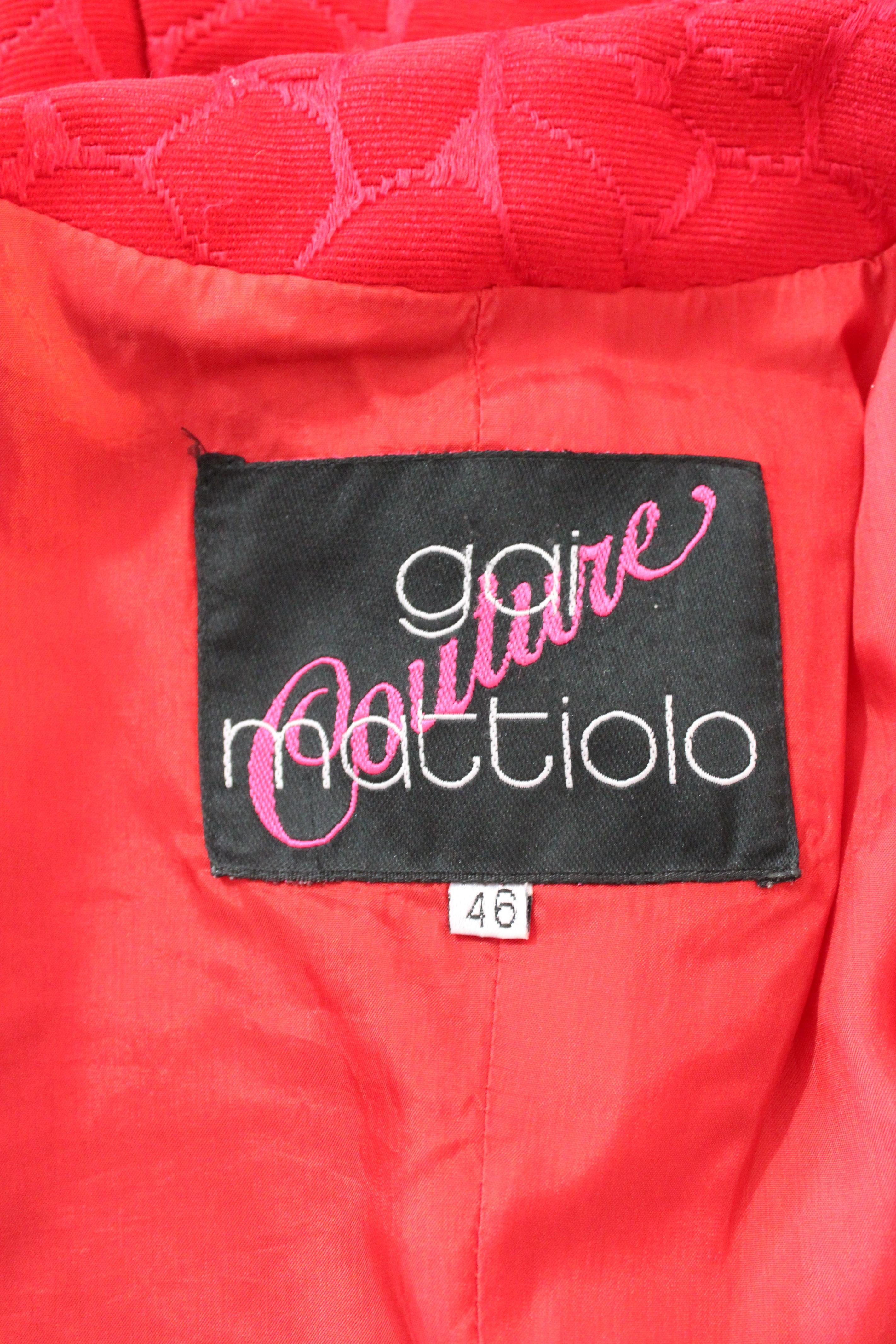 Gai Mattiolo Red Silk Damask Evening Skirt Suit at 1stDibs