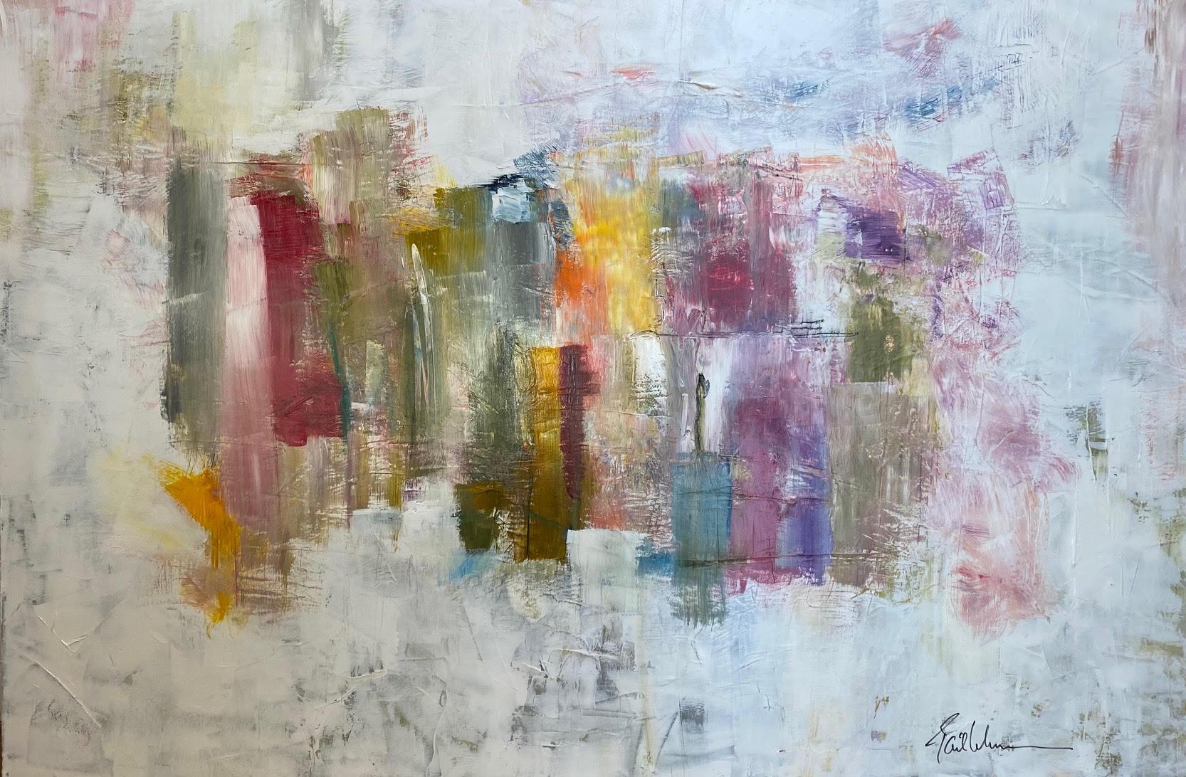 Gail Lehman - 'It Takes A Village' Abstract Contemporary Mixed Media ...