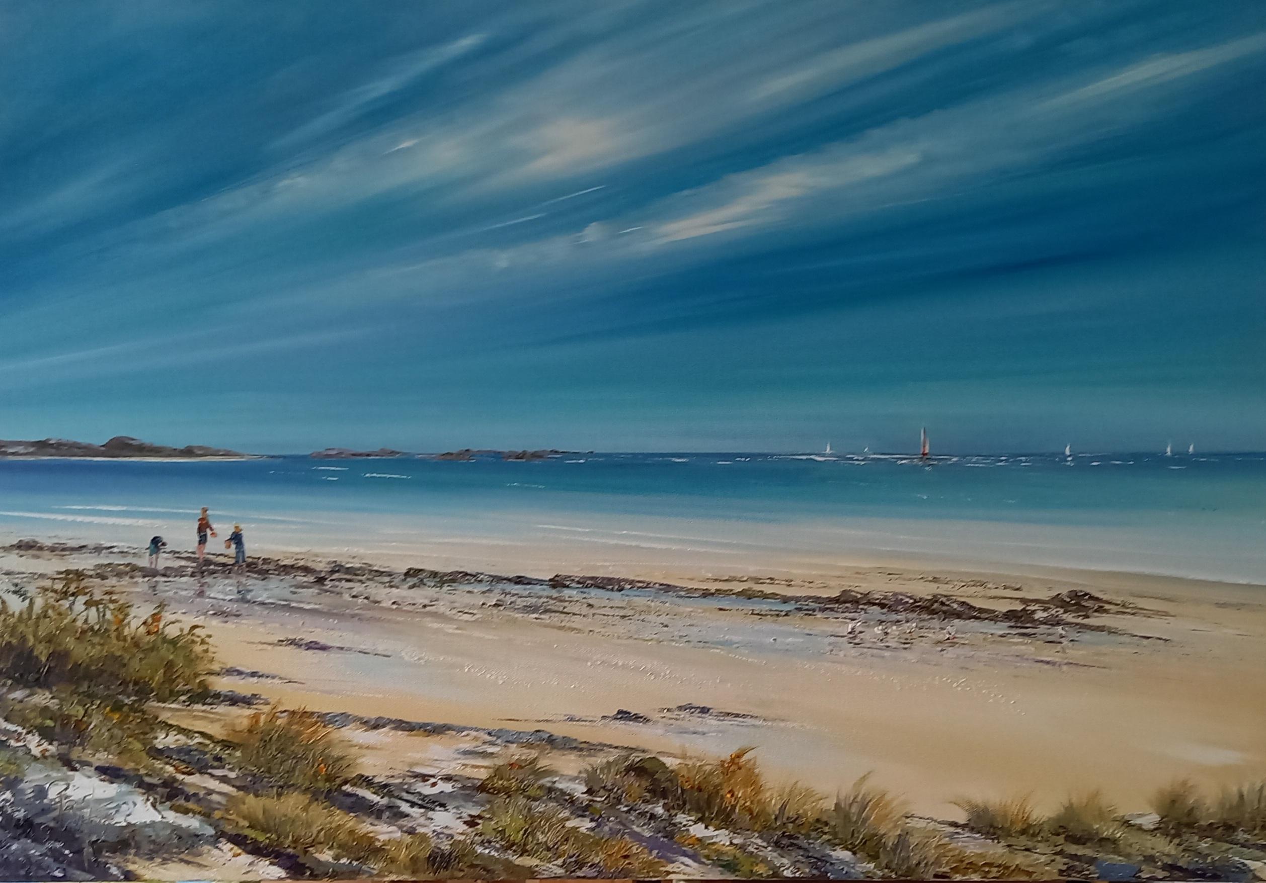 Gail Morris - The Rockpoolers- beach seascape landscape blue sea ...