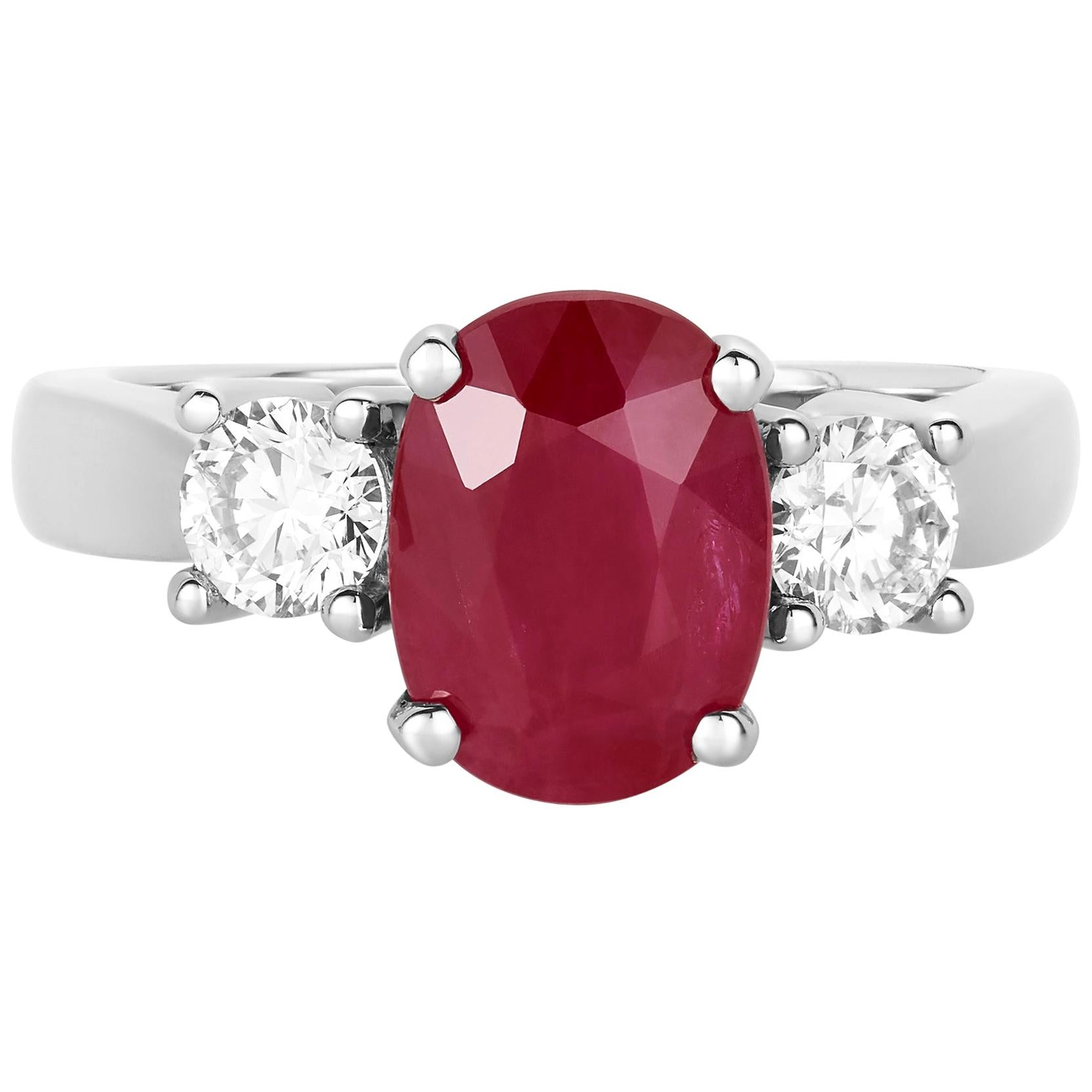 5-Stone Oval Ruby Ring 14 Karat For Sale at 1stDibs