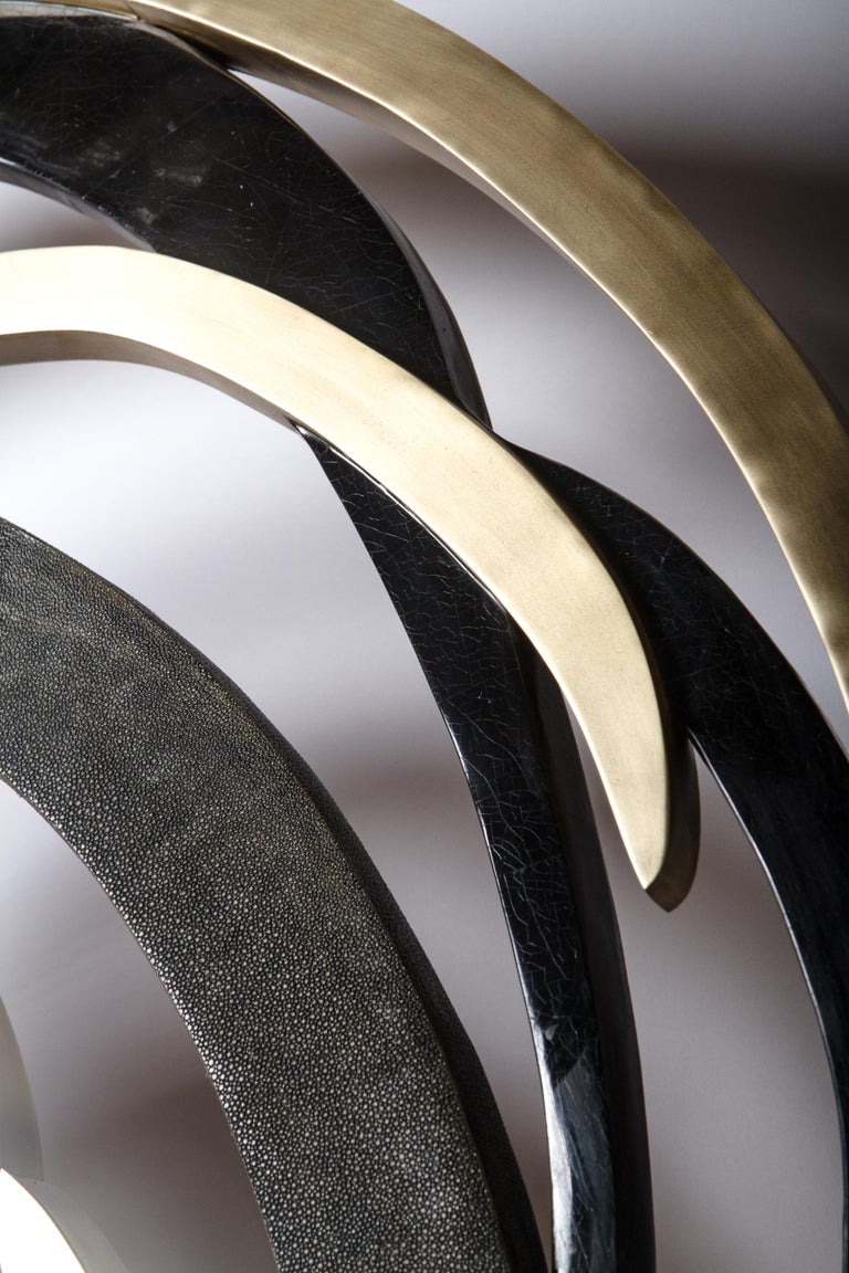 Galactic Mirror in Cream Shagreen and Bronze-Patina Brass by Kifu Paris ...