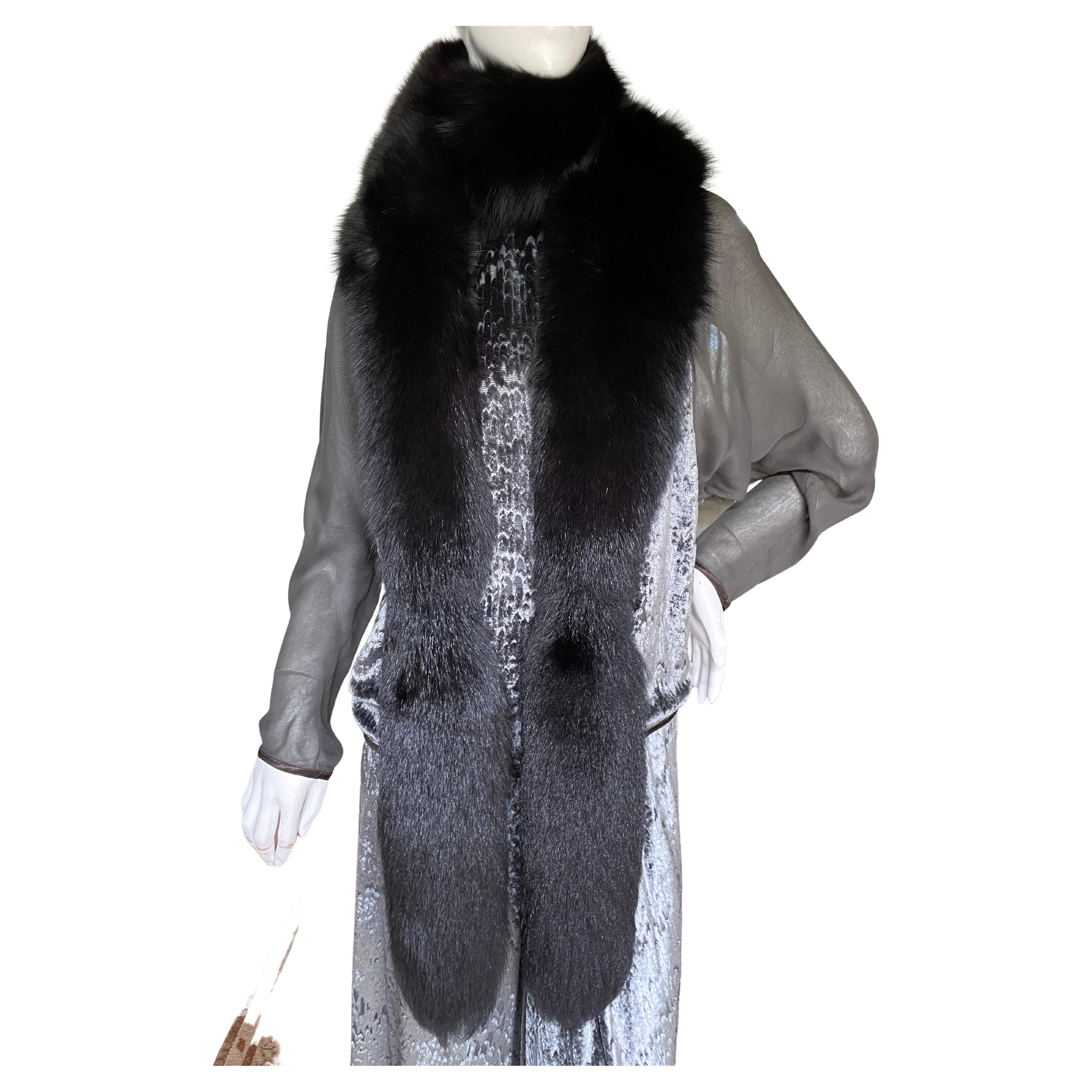 Galanos Extra Long Black Fox Wrap Stole For Sale at 1stDibs