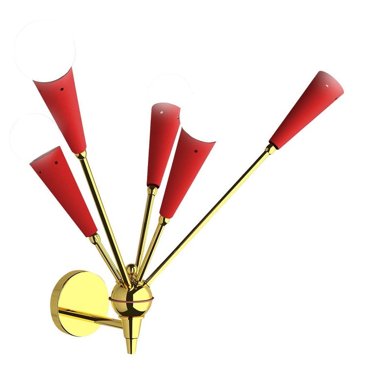 Galassia Red and Gold Sconce For Sale at 1stDibs
