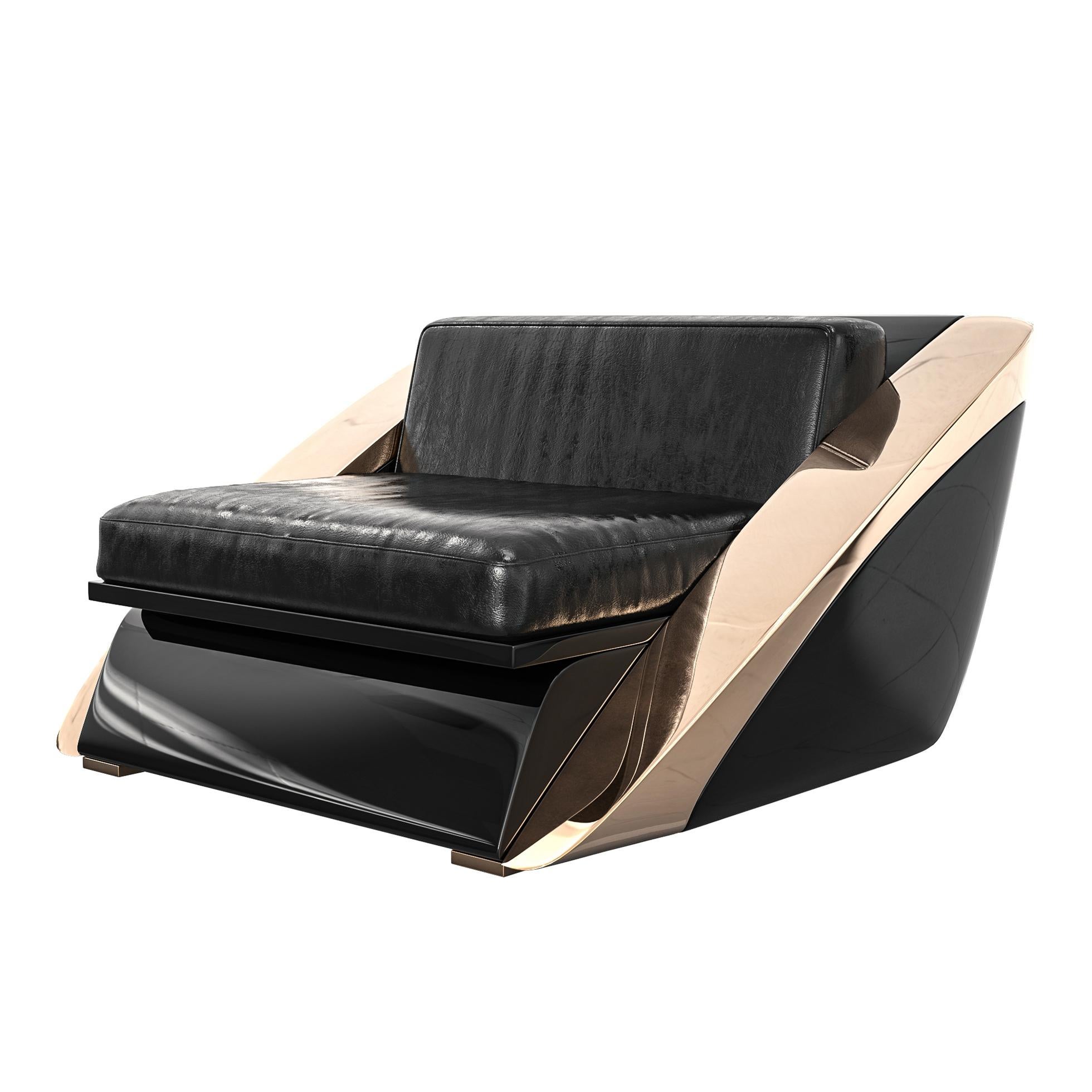 "Galata" Sofa with Bronze, Stainless Steel, Burl Walnut. Hand Crafted ...