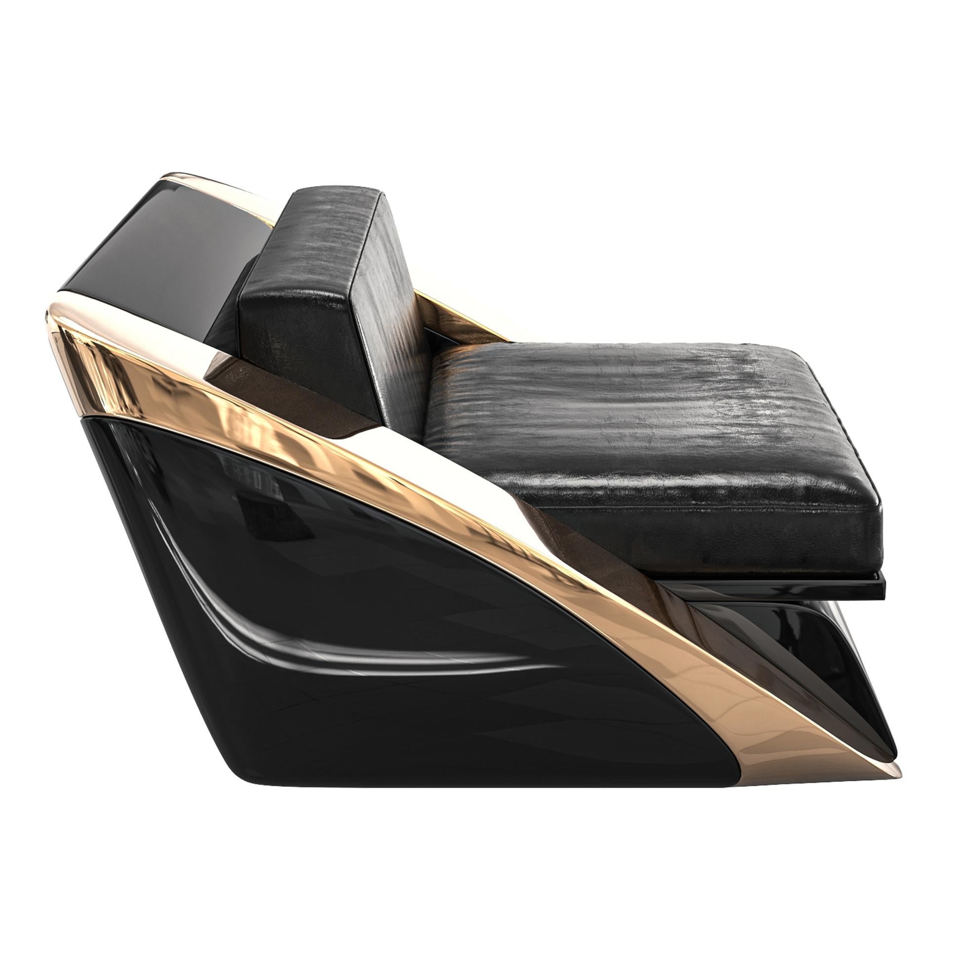 "Galata" Sofa with Bronze, Stainless Steel, Burl Walnut. Hand Crafted ...