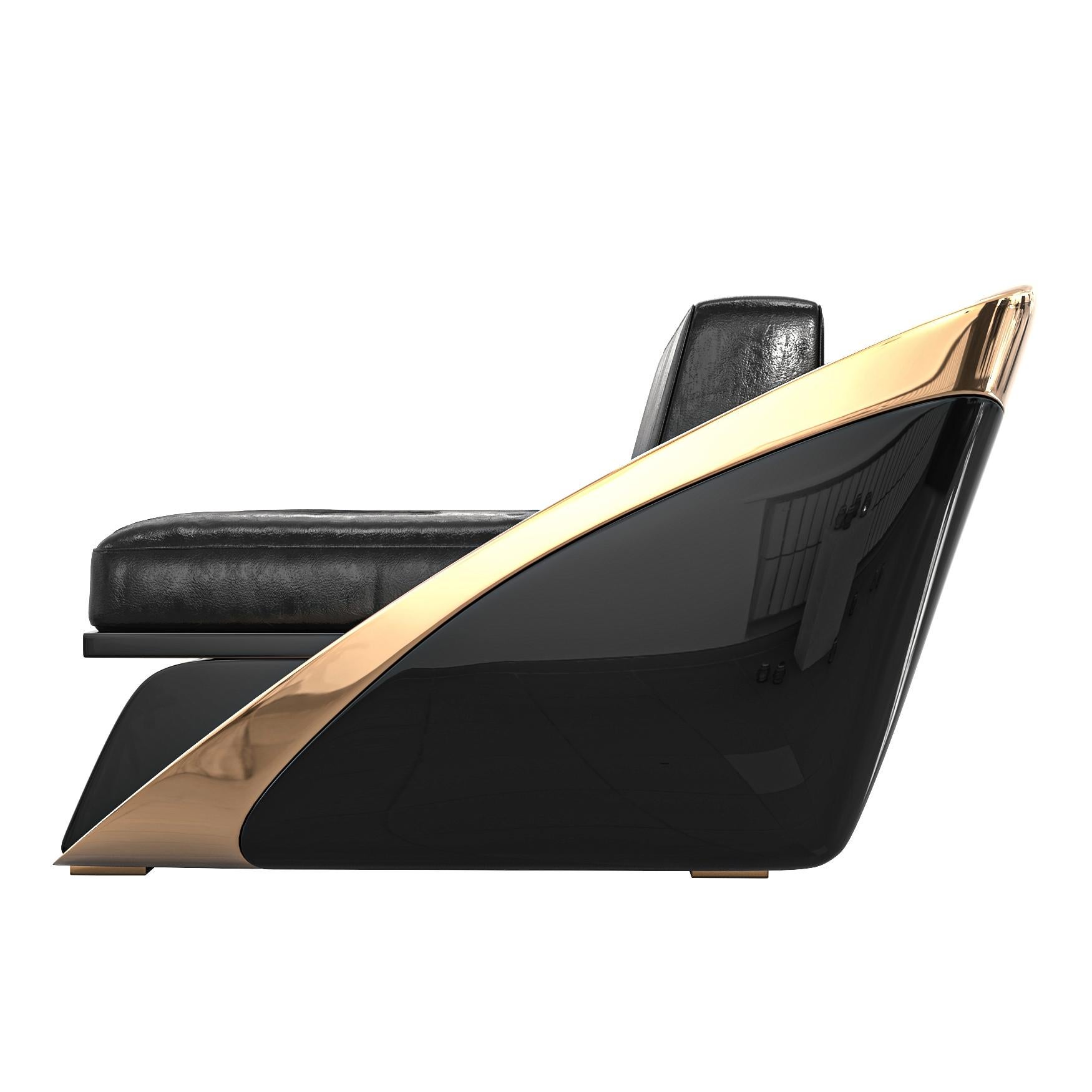 "Galata" Sofa with Bronze, Stainless Steel, Burl Walnut. Hand Crafted ...