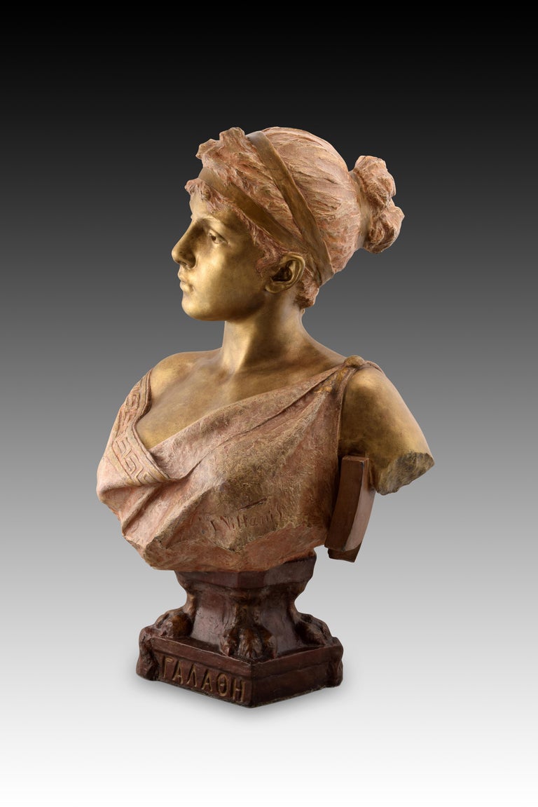 Galatea, Female Bust, Polychrome Bronze, Af Villanis, Emmanuel, '1858 ...