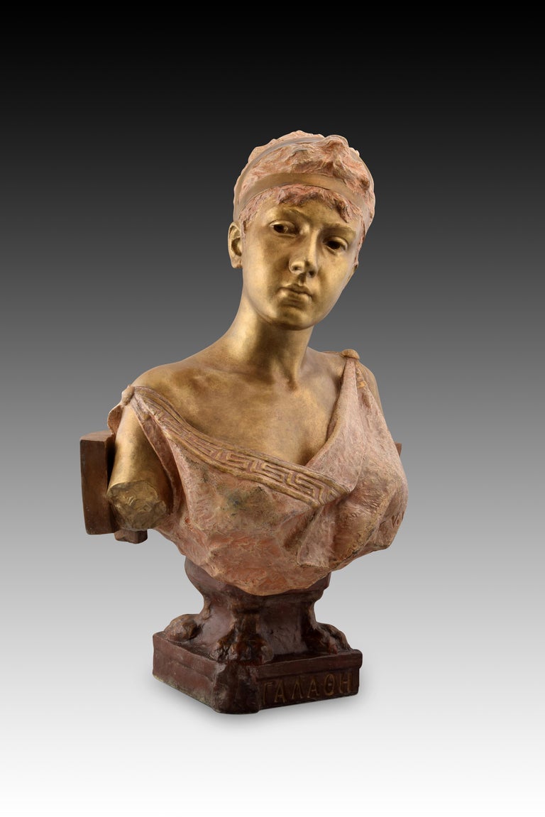 Galatea, Female Bust, Polychrome Bronze, Af Villanis, Emmanuel, '1858 ...