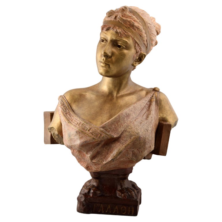 Galatea, Female Bust, Polychrome Bronze, Af Villanis, Emmanuel, '1858 ...