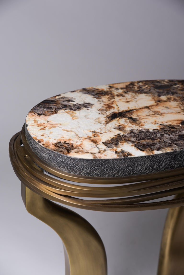 Galaxy Side Table Large in Hwana, Shagreen and Brass by Kifu, Paris For ...