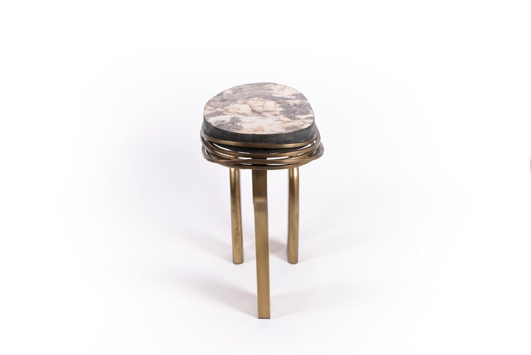 Galaxy Side Table Large in Hwana, Shagreen and Brass by Kifu, Paris For ...