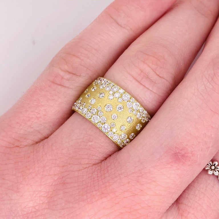 Customizable Galaxy Super Size Diamond Ring, 1.54 Carat, 77 Diamond Confetti Cigar Band For Sale ...