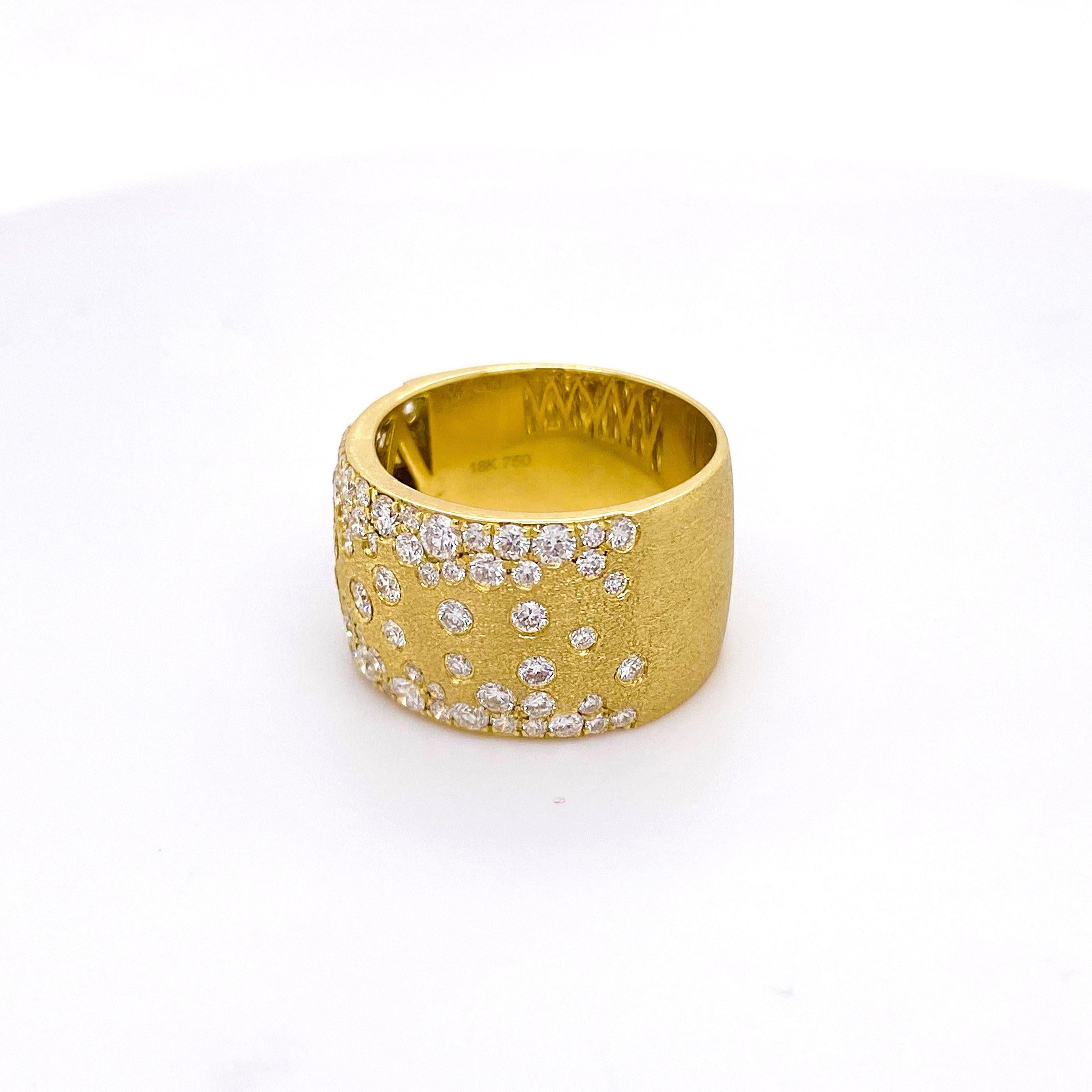 Customizable Galaxy Super Size Diamond Ring, 1.54 Carat, 77 Diamond Confetti Cigar Band For Sale ...