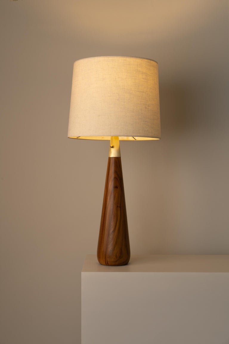 Galaxy Table Lamp IM w/Natural Matte Parota, Hand-Forged Brass ...