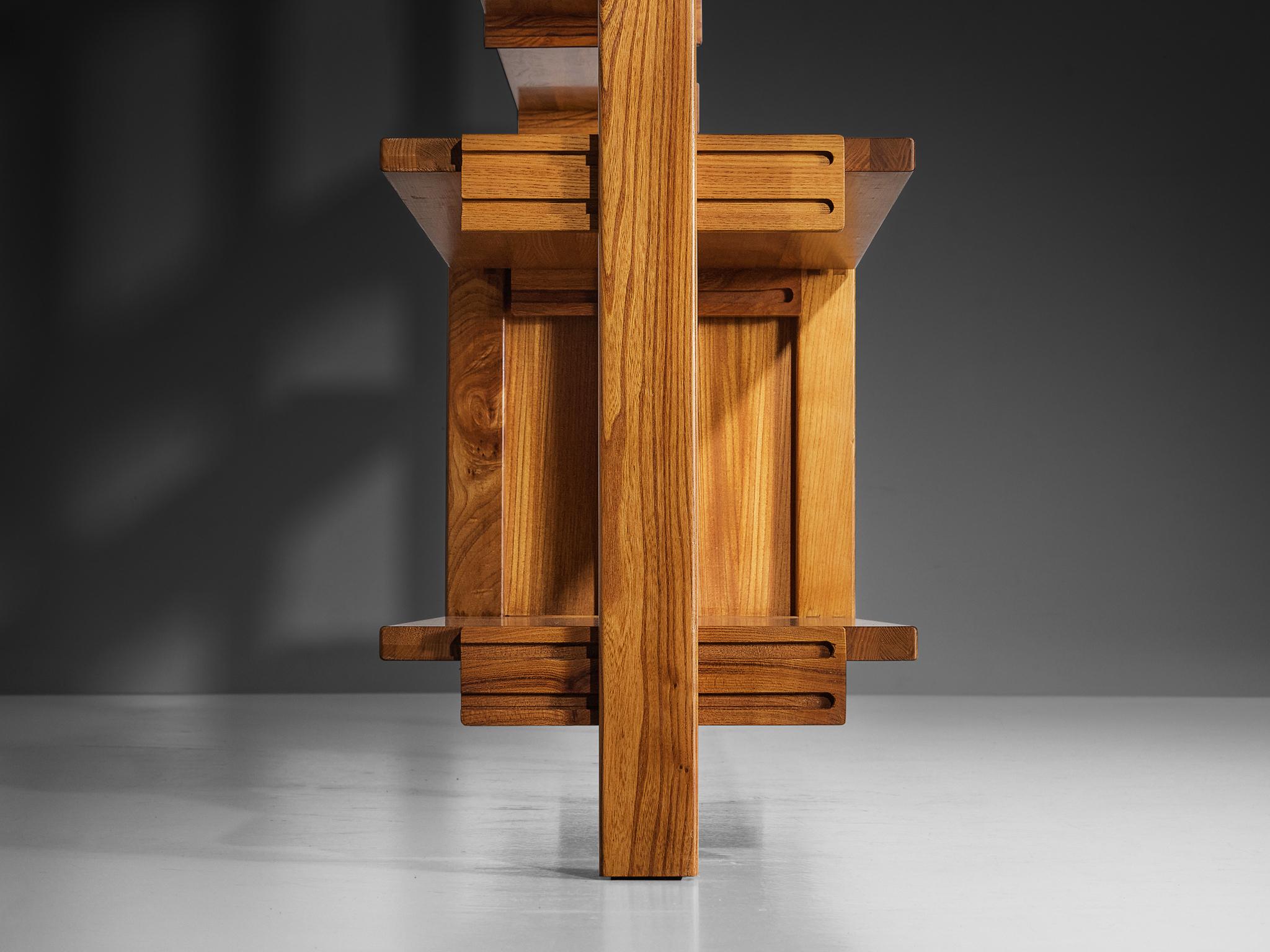 Galerie L'Orme Modular Wall Unit in Solid Elm For Sale at 1stDibs