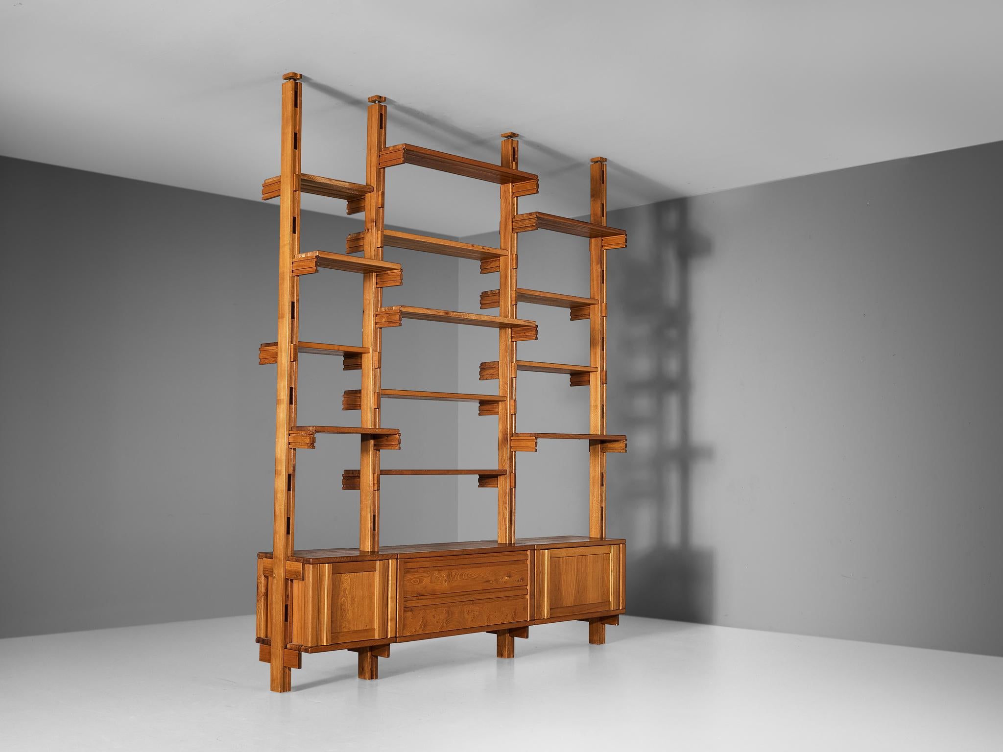 Galerie L'Orme Modular Wall Unit in Solid Elm For Sale at 1stDibs
