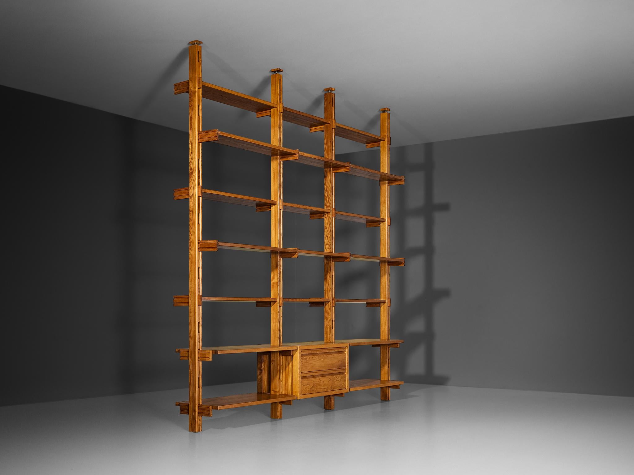 Galerie L'Orme Modular Wall Unit in Solid Elm For Sale at 1stDibs