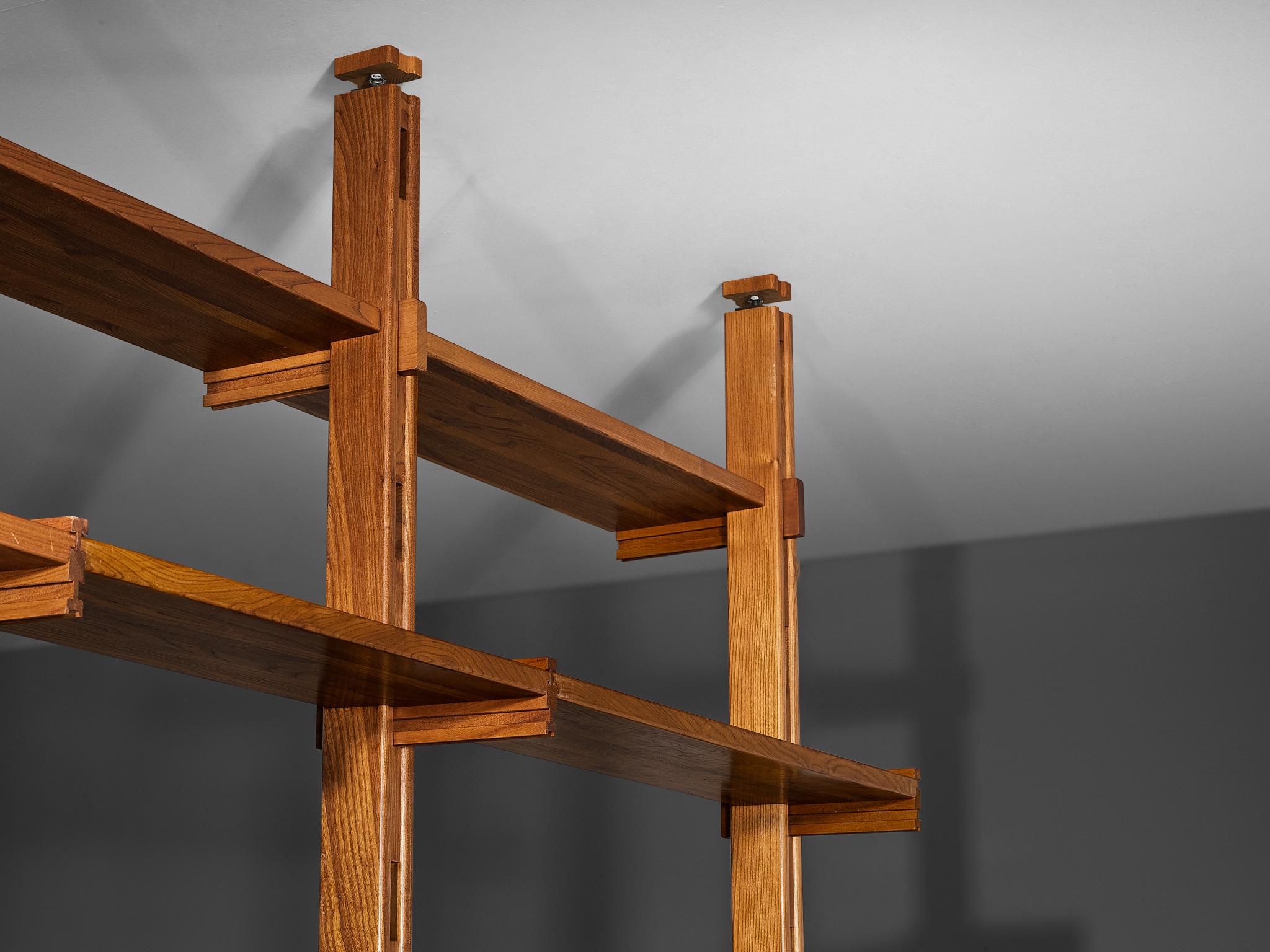 Galerie L'Orme Modular Wall Unit in Solid Elm For Sale at 1stDibs