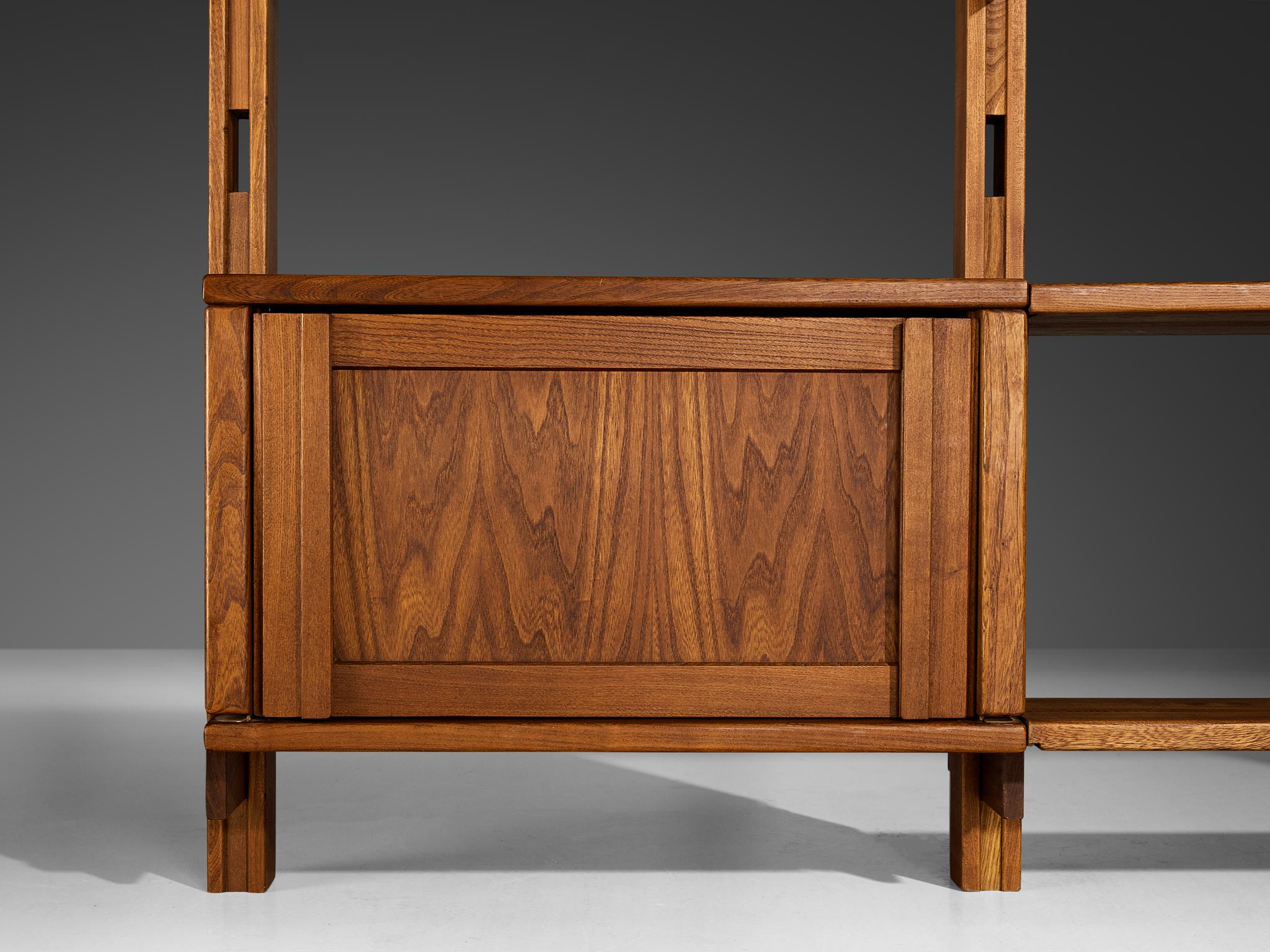 Galerie L'Orme Modular Wall Unit in Solid Elm For Sale at 1stDibs